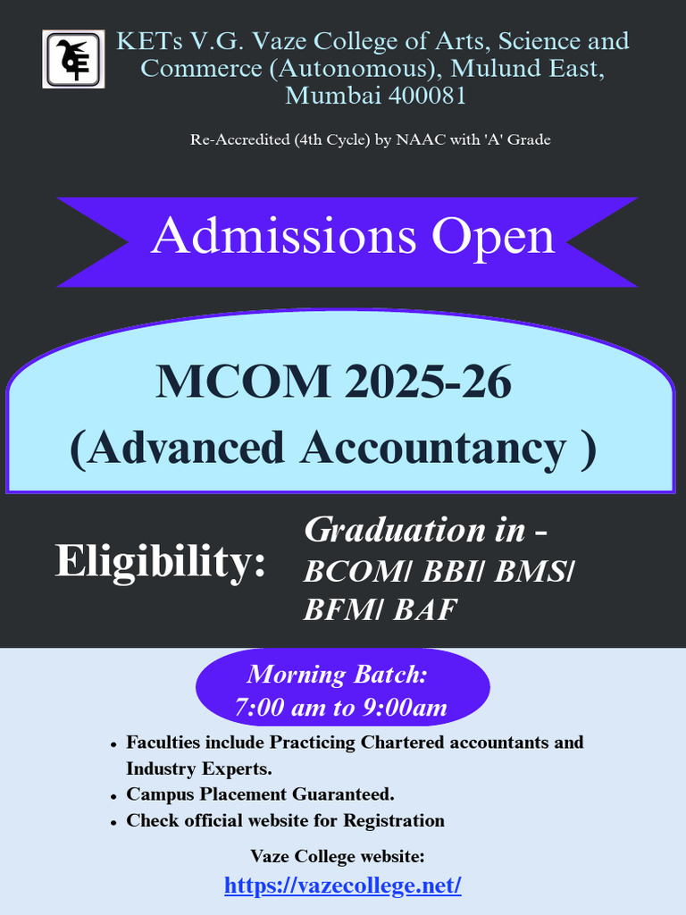MCom 2025-26 Admission Flyer | PDF