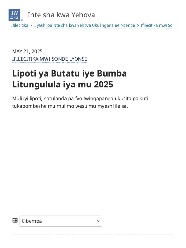 Lipoti Ya Butatu Iye Bumba Litungulula Iya Mu 2025 | PDF