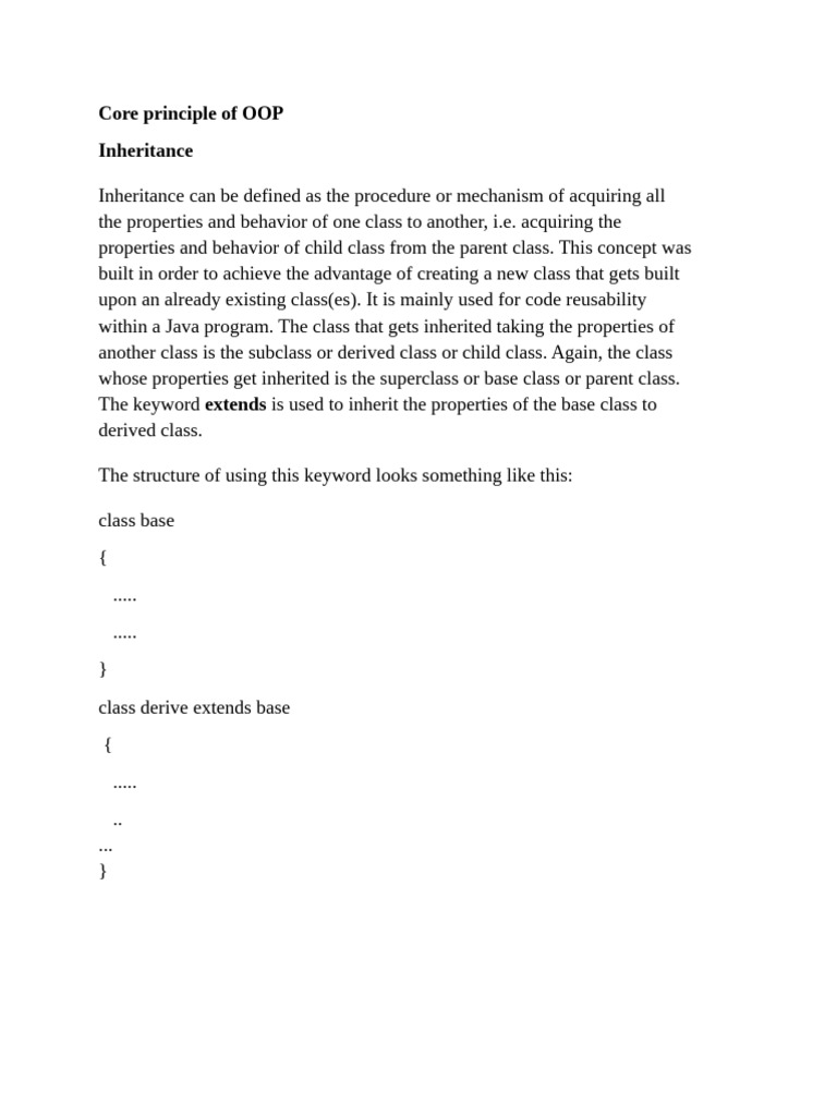 OOPl Core Principles of OOP Lesson002 | PDF | Class (Computer Programming) | Inheritance (Object ...