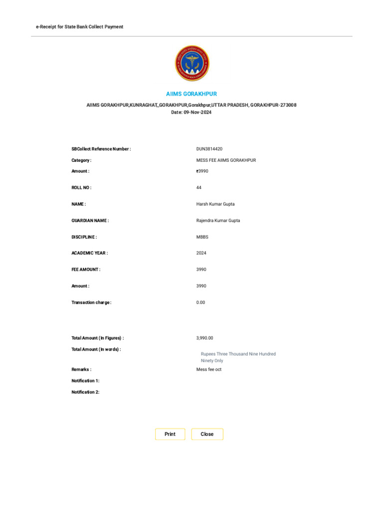 October Mess Fees | PDF