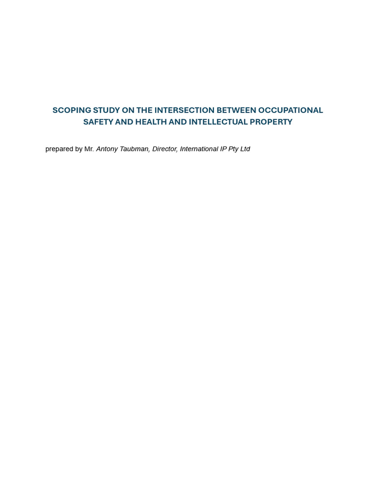 Scoping Study On Occupational Health and Safety and The Intellectual Property System | PDF ...