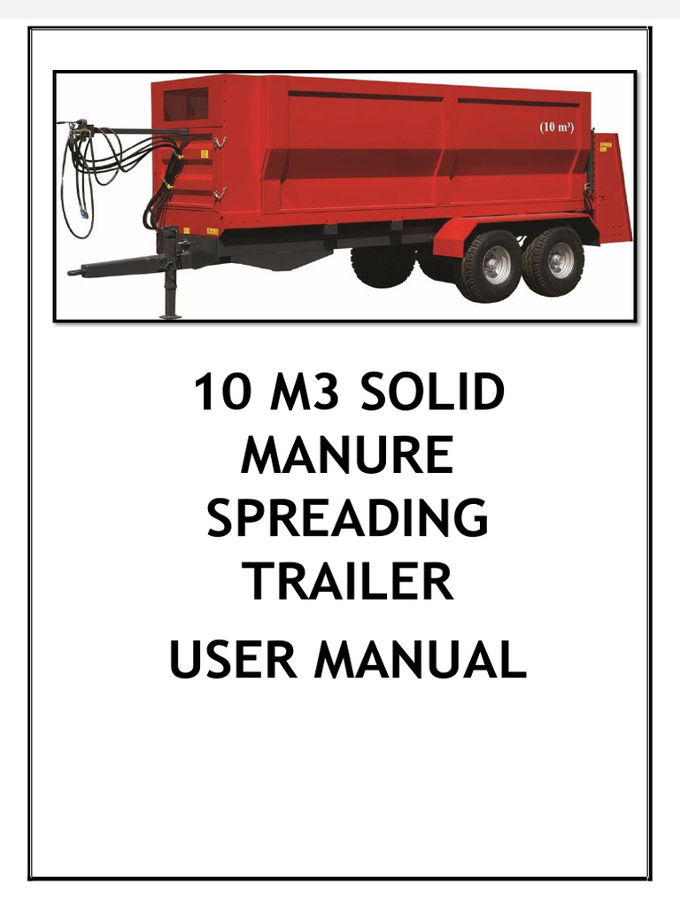 10m³ Solid Manure Spreader Manual | PDF | Tractor | Axle