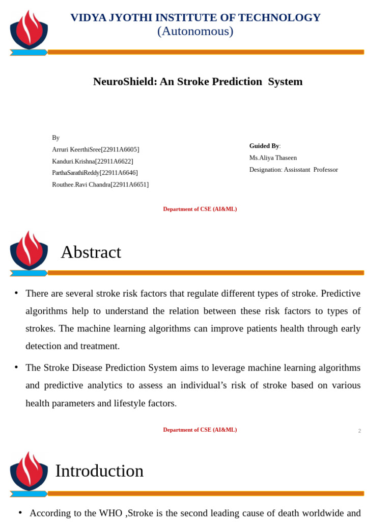 Miniproject Review PPT (Final) | PDF | Machine Learning | Stroke