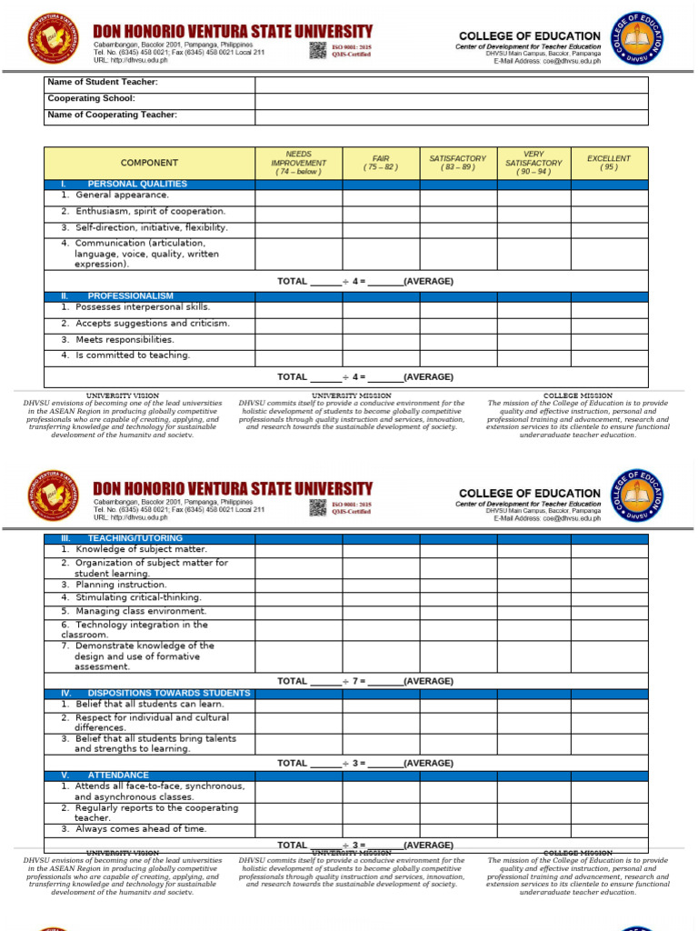 Evaluation Tool Cooperating Teacher | PDF | Teachers | Learning