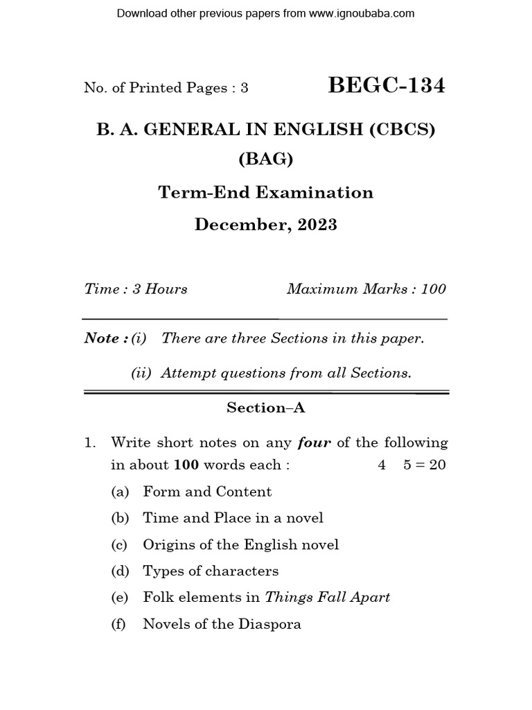 BEGC-134 Dec 2023 | PDF