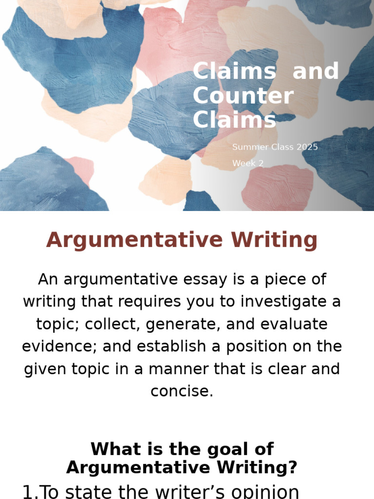 Week 2 - Claims and Counter Claims | PDF | Evidence | Argument