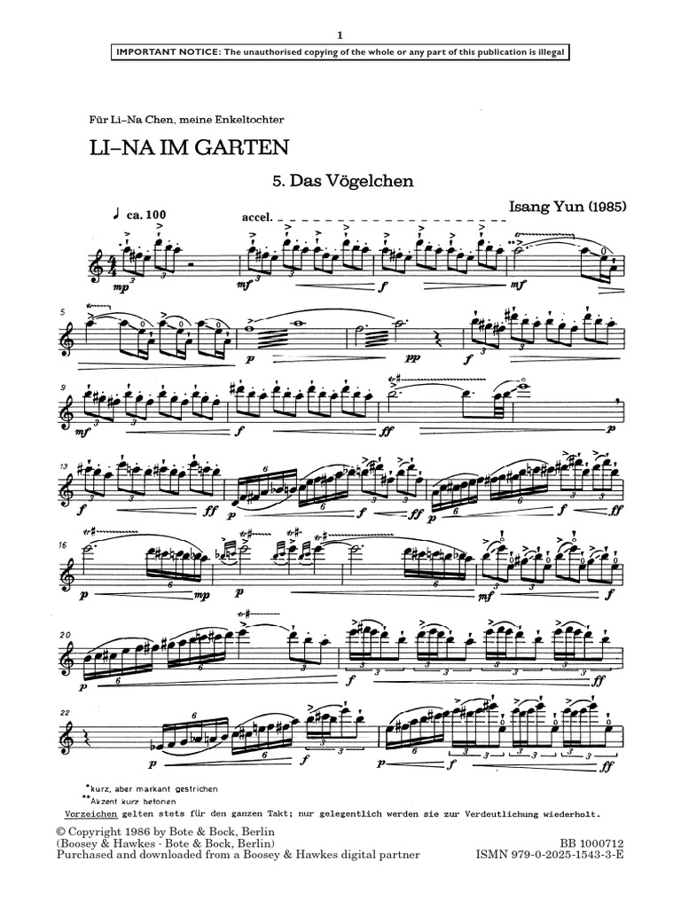 Isang Yun - Li-Na Im Garten No.5 | PDF