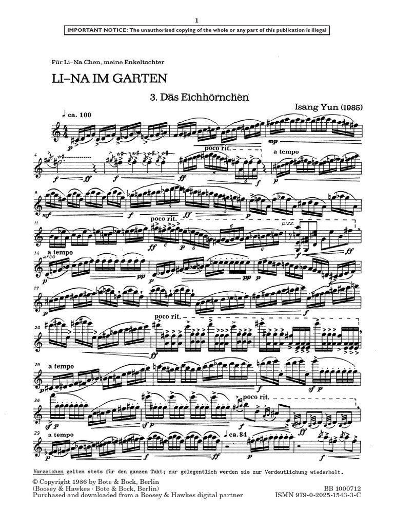 Isang Yun - Li-Na Im Garten No.3 | PDF