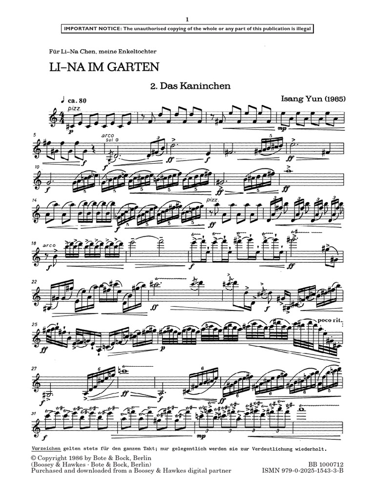 Isang Yun - Li-Na Im Garten No.2 | PDF