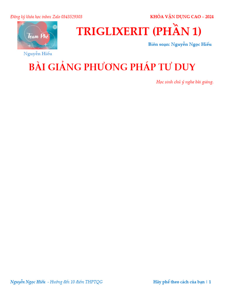Triglixerit Phan 1 | PDF