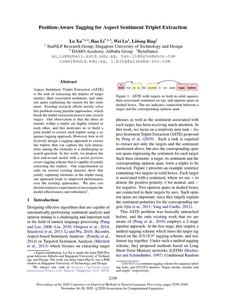 Position-Aware Tagging For Aspect Sentiment | PDF | Artificial Intelligence | Intelligence (AI ...