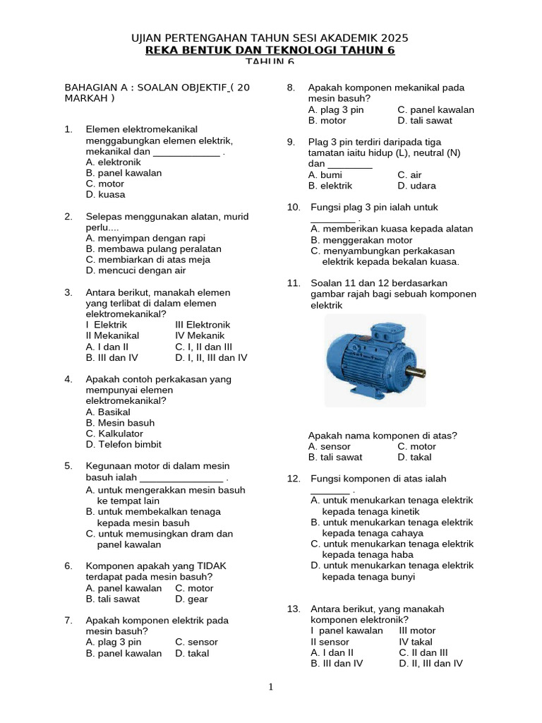Ujian Pertengahan Tahun RBT Tahun 6 2025 | PDF