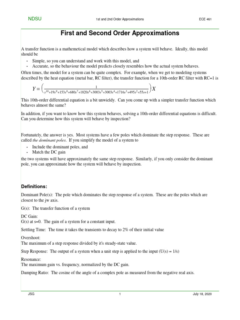 11 First and Second Order Approximations | PDF | Damping | Applied Mathematics