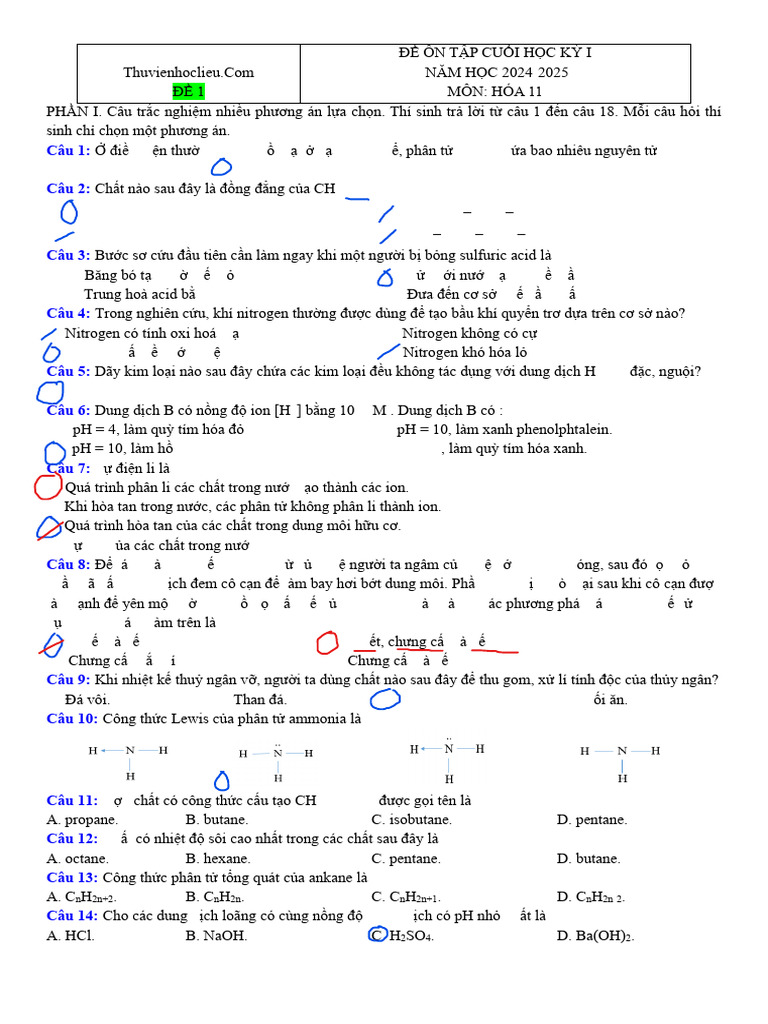 Bo de On Tap HK1 Hoa 11 CTST 24 25 | PDF