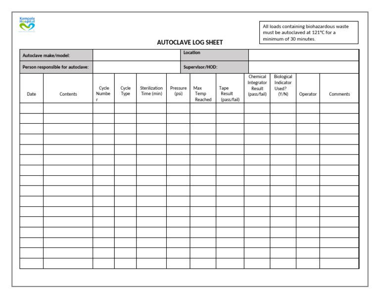 Autoclave Log | PDF