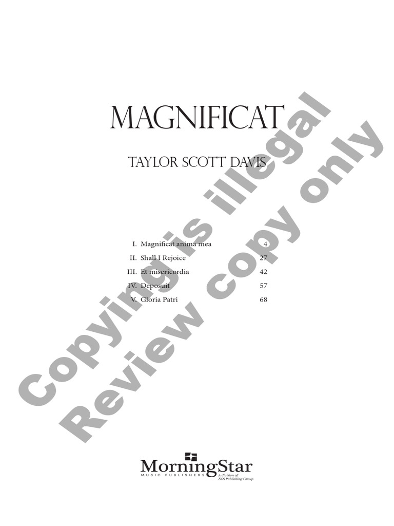 TAYLOR SCOTT DAVIS-Magnificat-full Score Perusal Incomplete | PDF ...