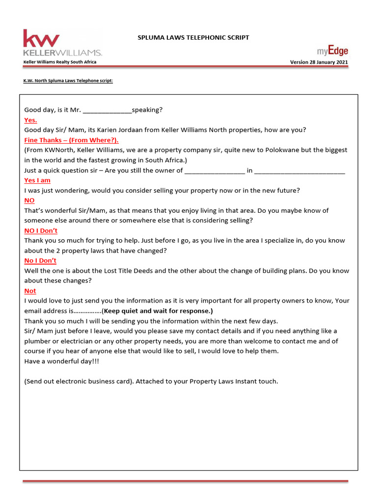 Spluma Law Leadgen Script | PDF