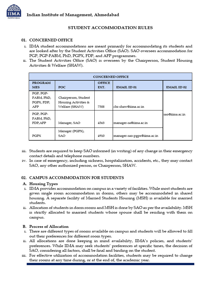 Student Accommodation Rules Approved | PDF | Indemnity | Dormitory