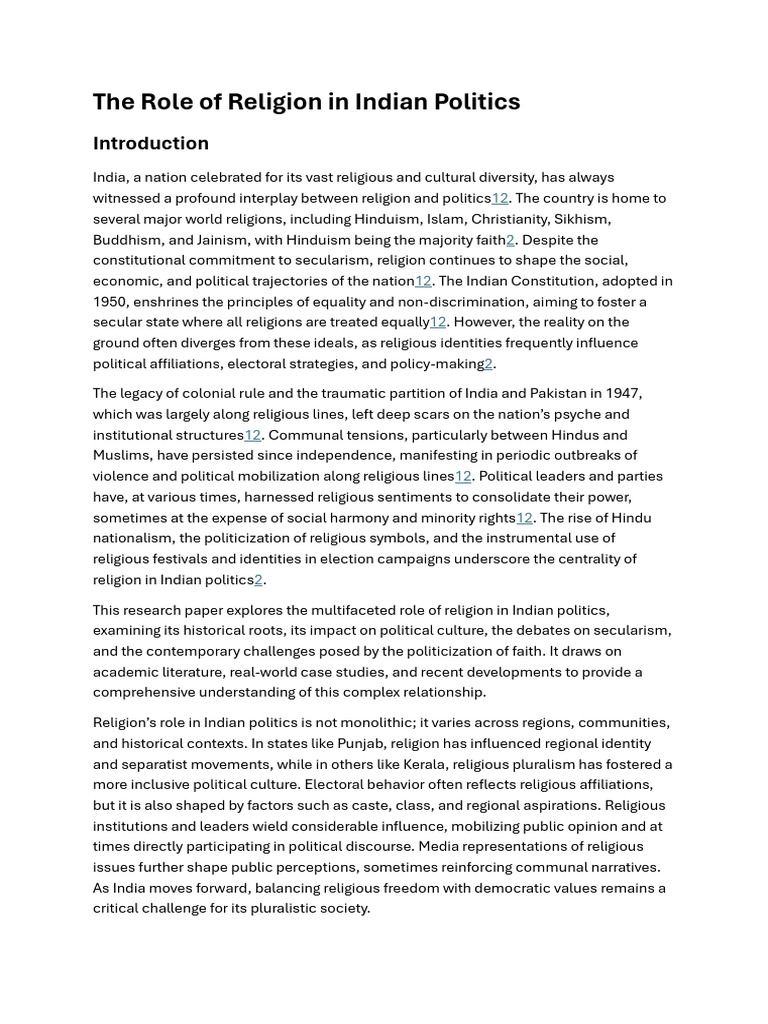 Religion's Influence on Indian Politics | PDF | Bharatiya Janata Party ...