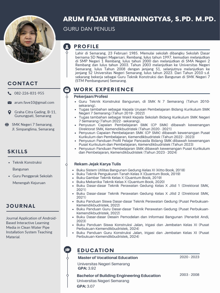 CV Arum Fajar Vebrianingtyas | PDF