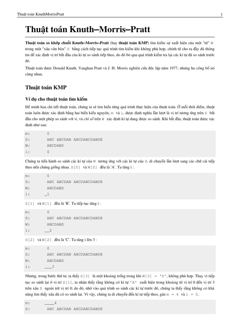 Thuật toán Knuth–Morris–Pratt | PDF Thuật toán Knuth–Morris–Pratt | PDF