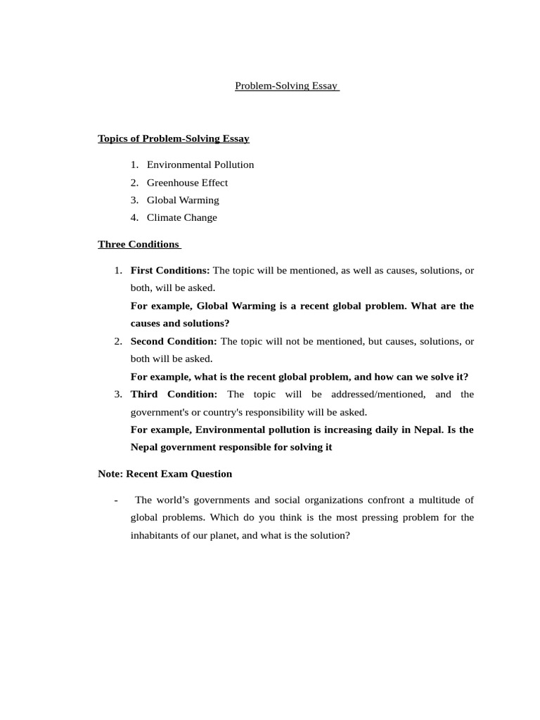 Problem Solving Essay Templates | PDF | Climate Change | Environment