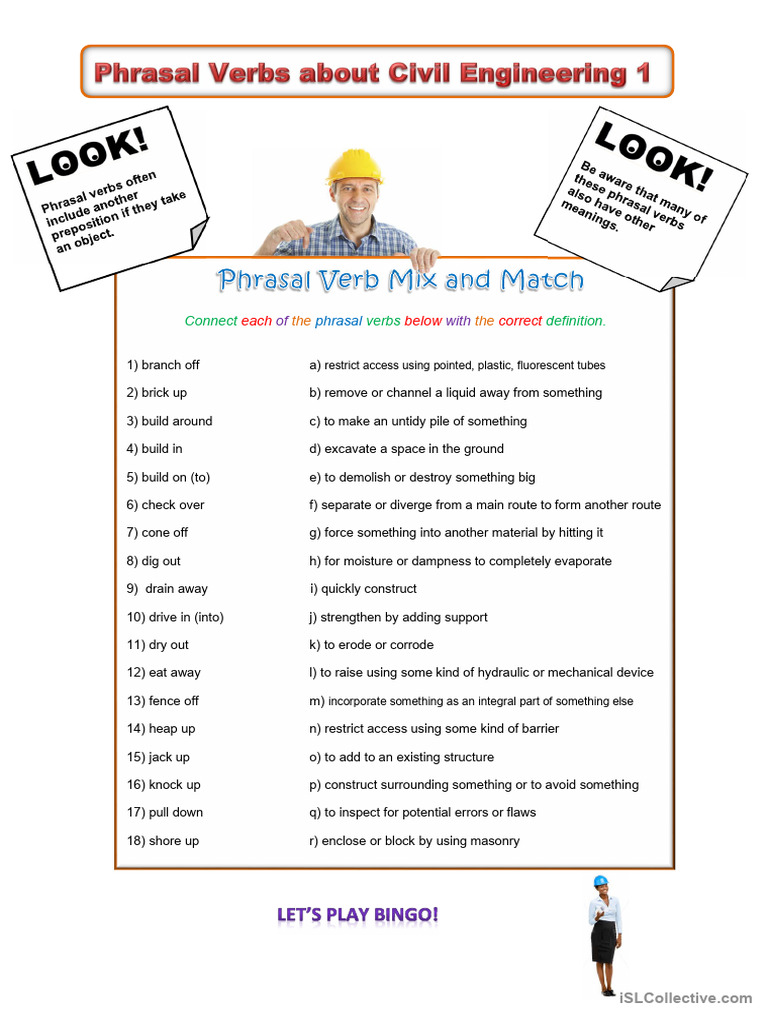 Phrasal Verbs For Civil Engineers | PDF | Concrete | Basement
