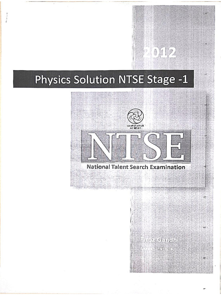 2012 2020 NTSE Stage 1 Haryana Physics Solution by Firoz Gandhi | PDF