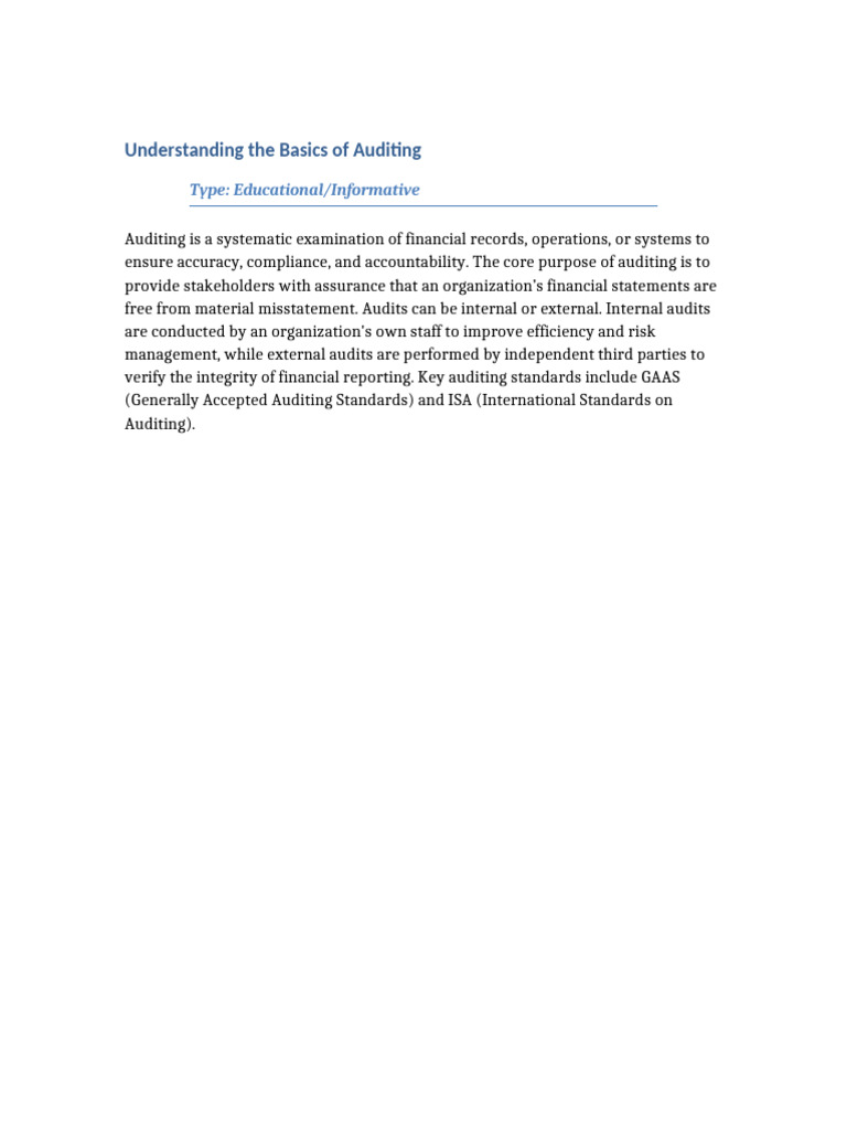 Auditing Topic 1 | PDF