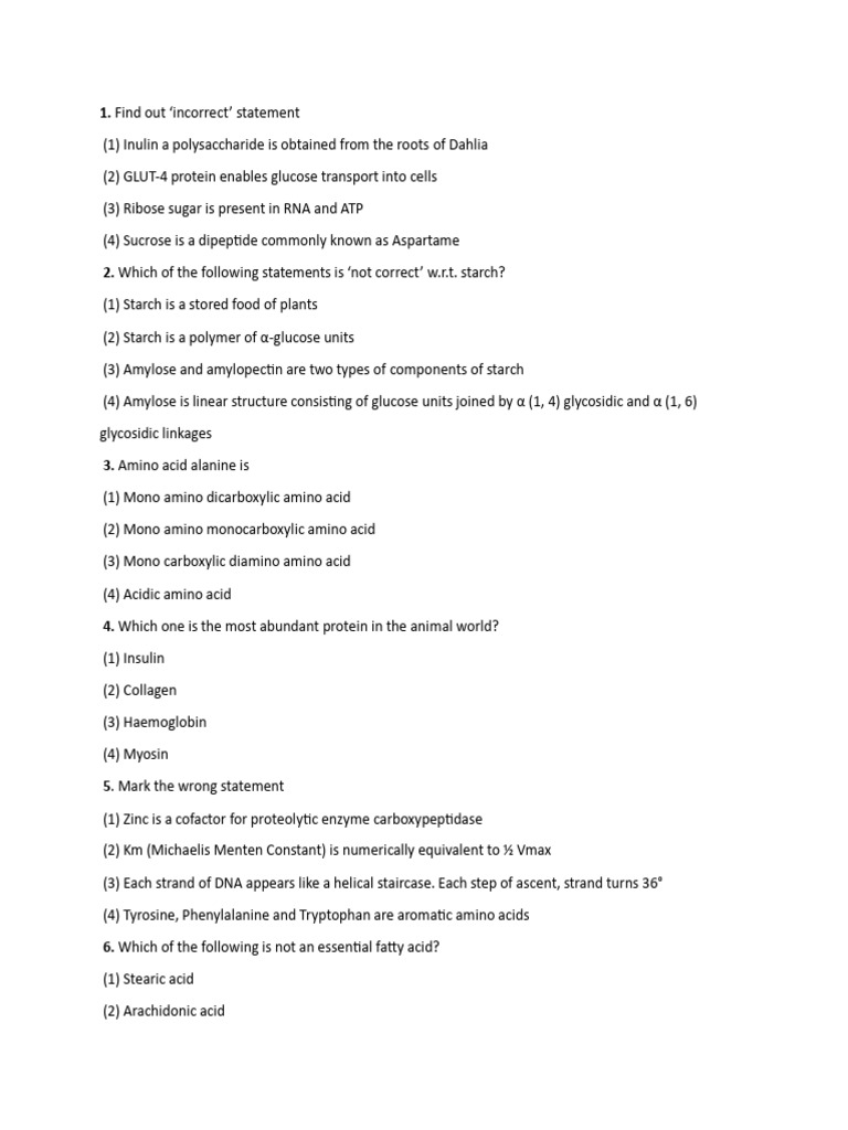Biomolecules PT Practice | PDF | Cofactor (Biochemistry) | Enzyme