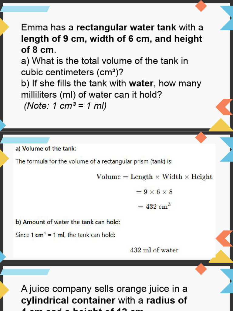 Container Volume Calculations | PDF