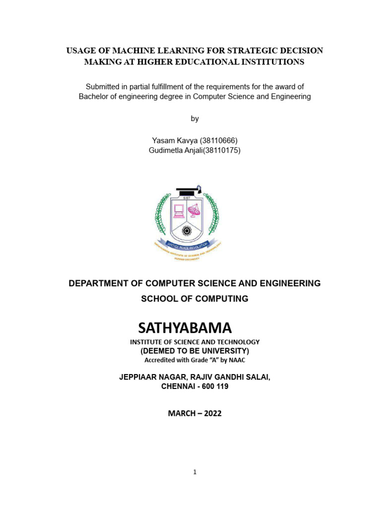 1822 B.E Cse Batchno 283 | PDF | Cluster Analysis | Applied Mathematics