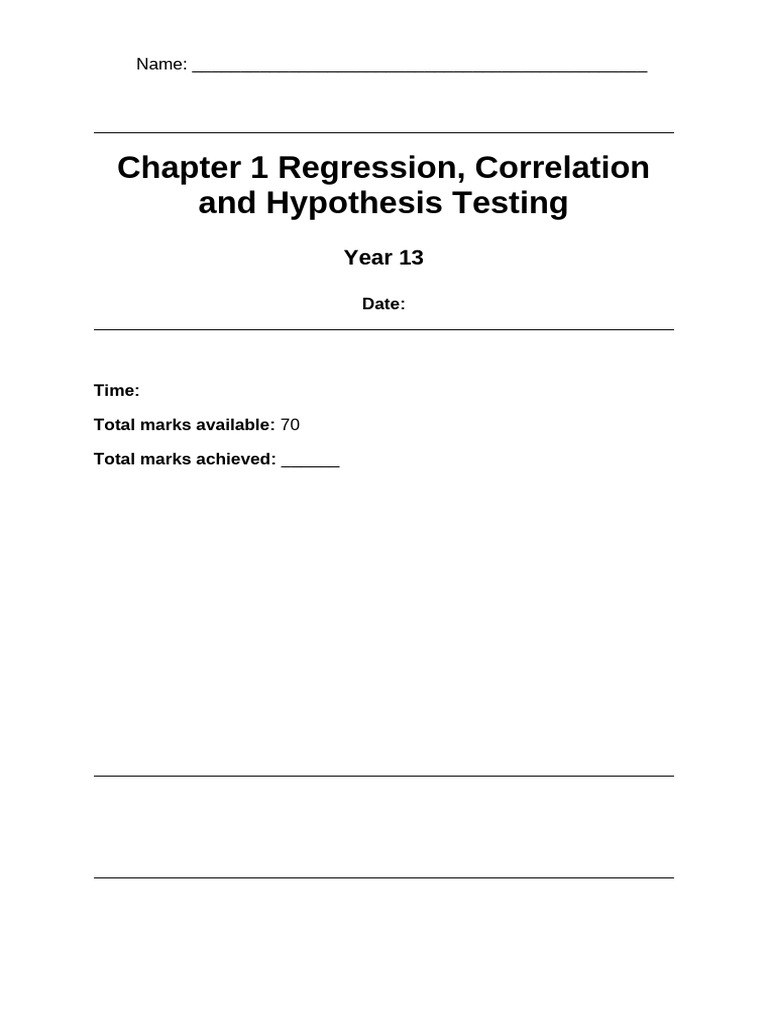 S2 Chapter 1 - Regression, Correlation and Hypothesis Testing | PDF ...