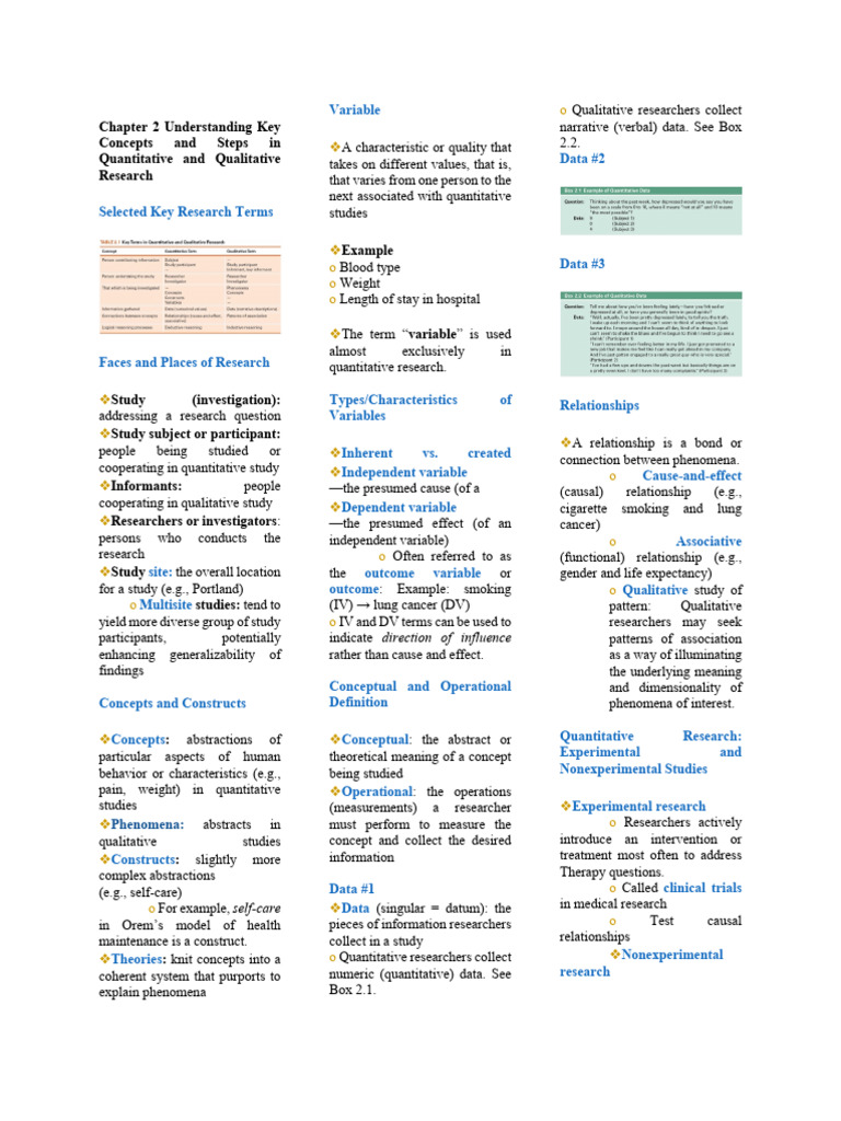 Chapter 2 Understanding Key Concepts and Steps in Quantitative and ...