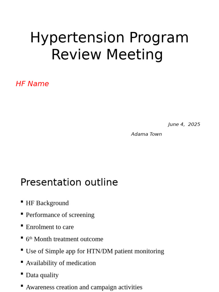 Hypertension Program Review Meeting 2025 | PDF | Medical Specialties ...
