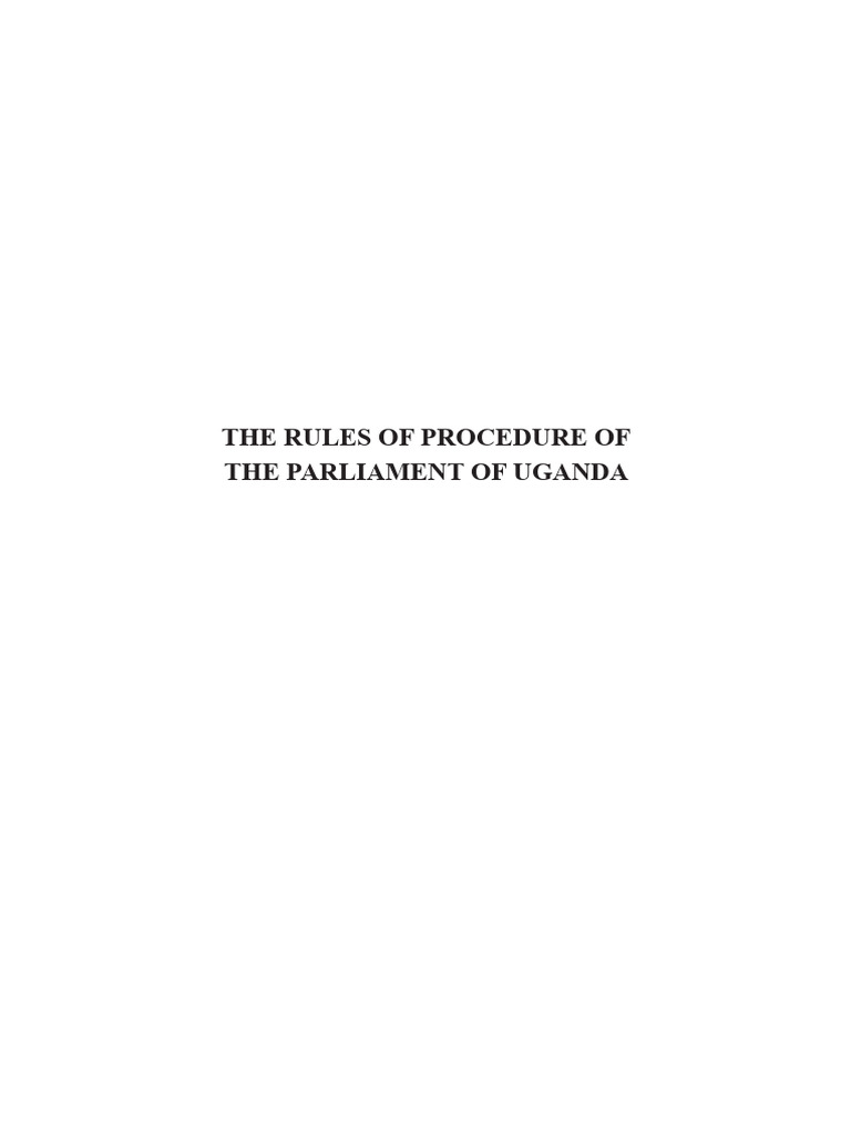 Uganda Parliament Rules of Procedure | PDF | Oath Of Office | United ...