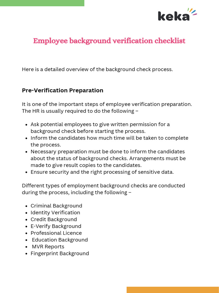 Employee Background Verification Checklist | PDF | Background Check ...