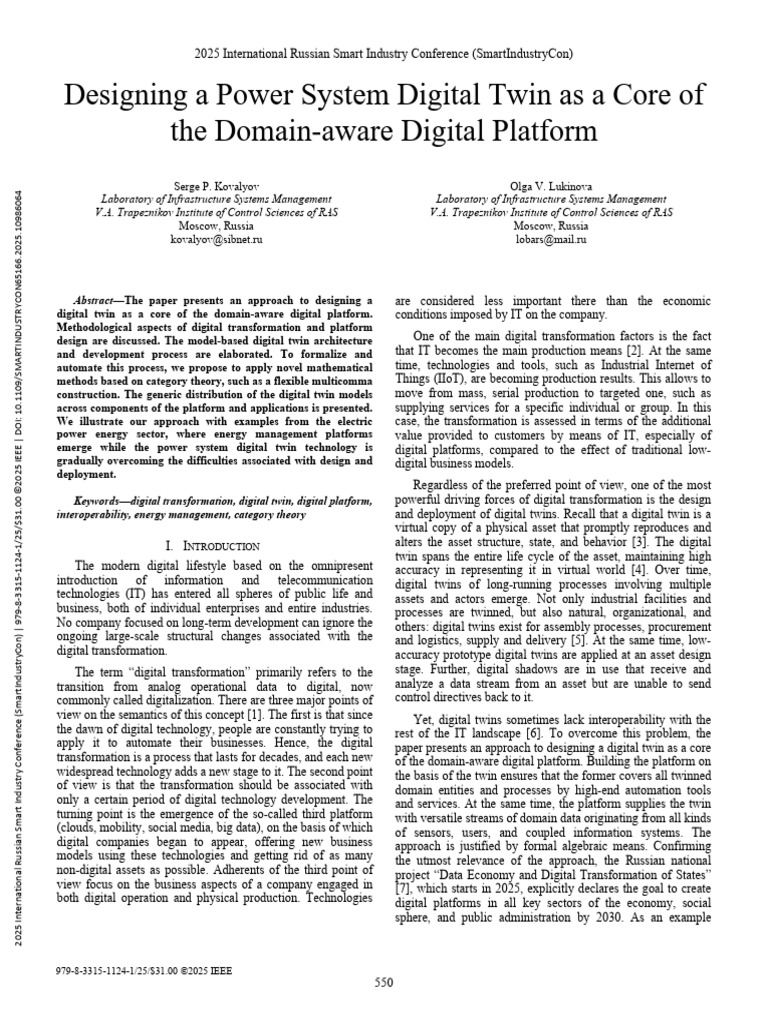 Designing A Power System Digital Twin As A Core of The Domain-Aware ...