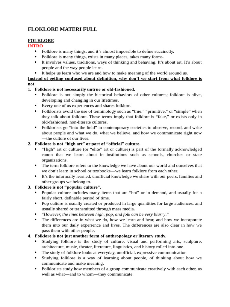 Floklore Materi Full | PDF | Folklore | Rituals