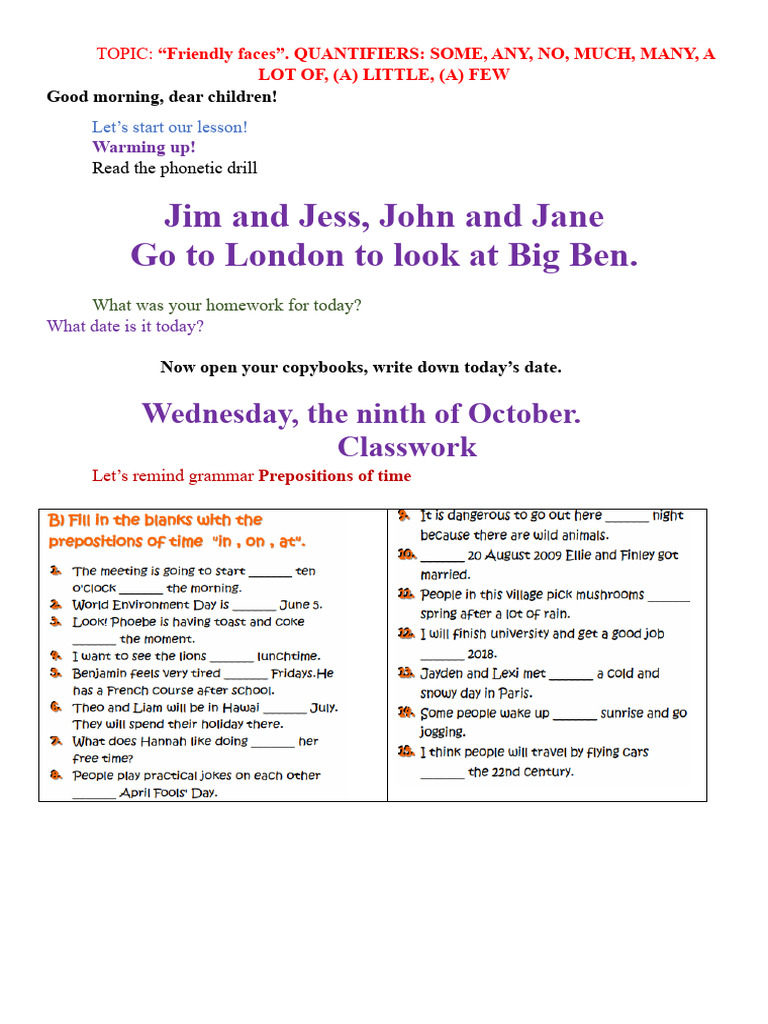 Jim and Jess, John and Jane Go To London To Look at Big Ben | PDF