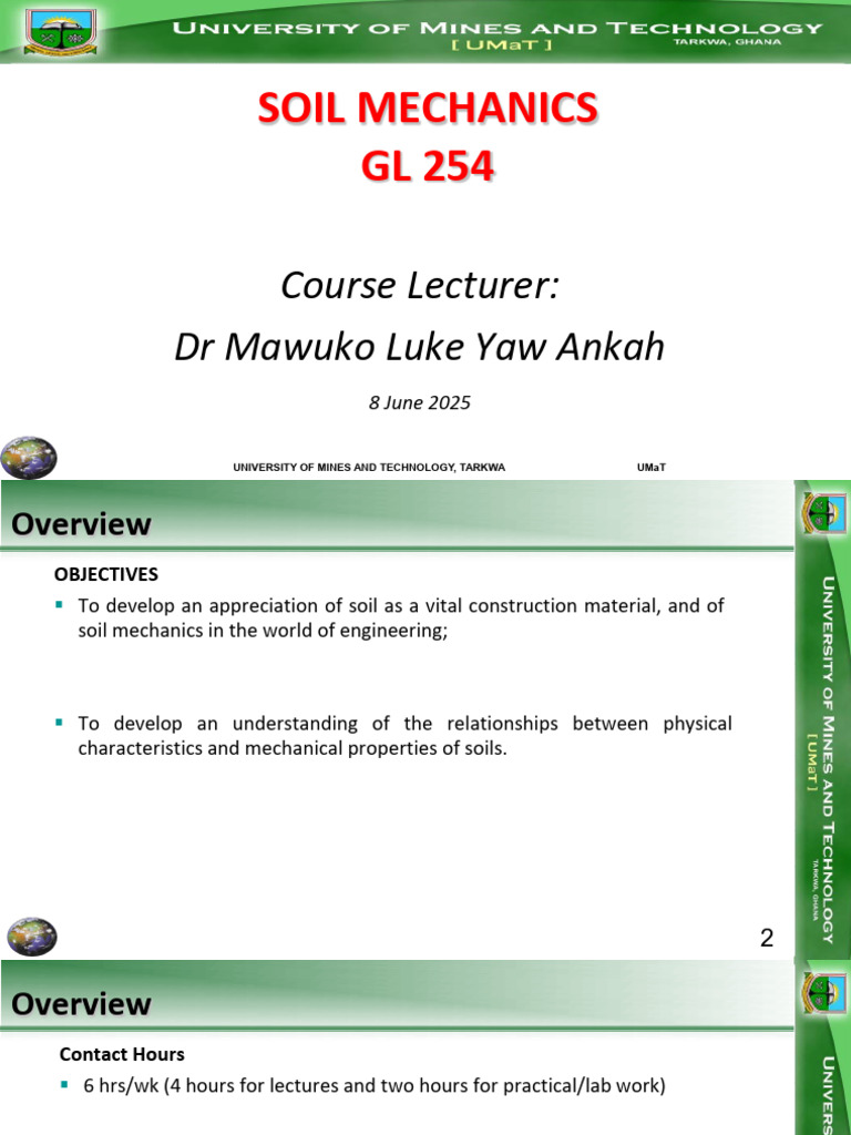 Gl254 Soil Mech Lect. 1-5 Final 2025 2 | PDF | Density | Soil