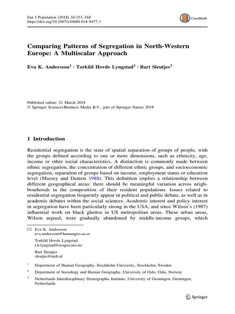 Andersson Et Al. - 2018 - Comparing Patterns of Segregation in North ...