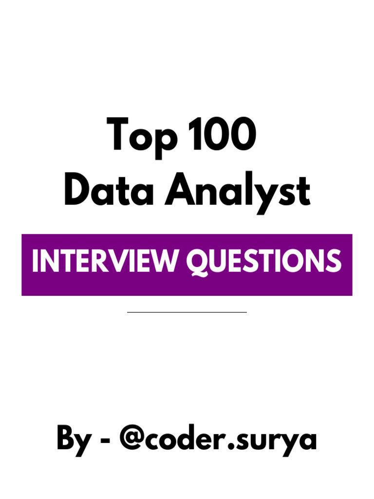 Top 100 Data Analyst Interview Question | PDF