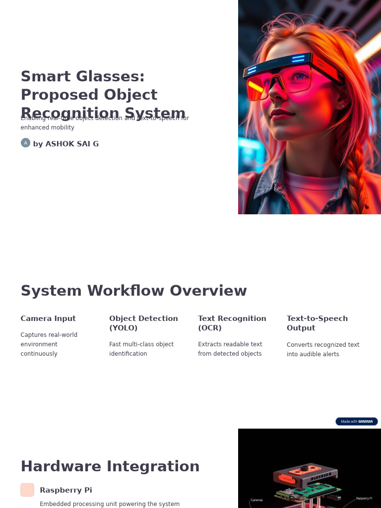 Smart Glasses Proposed Object Recognition System | PDF | Optical ...