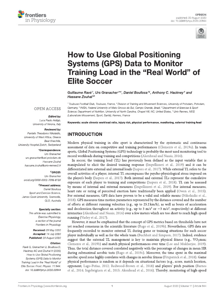 Rave Et Al. (2020) How To Use Global Positioning System (GPS) Data To ...