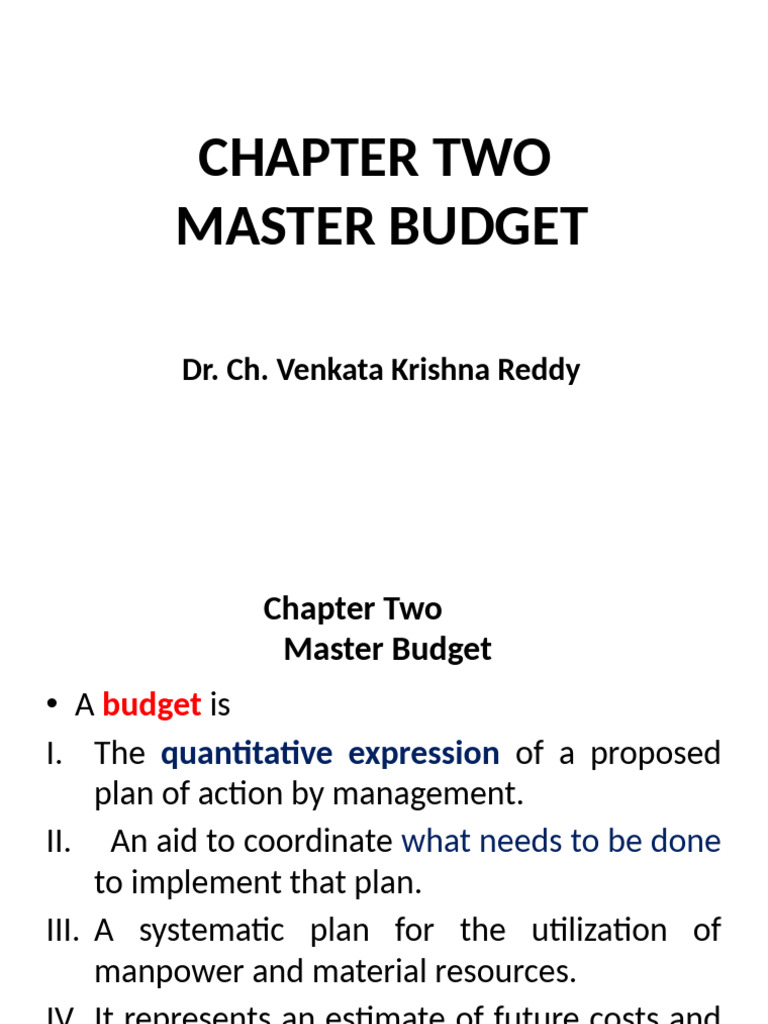 Master Budget Overview and Benefits | PDF | Forecasting | Inventory