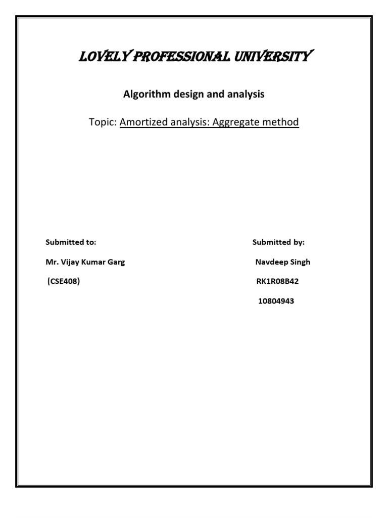 Amortized Analysis Aggregate Analysis Pdf Algorithms And Data