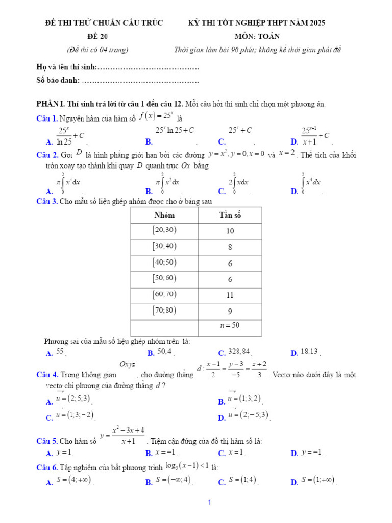 De Thi Thu TN THPT 2025 Cau Truc Moi Mon Toan Hoc de 20 File Word Co Loi Giaidocx 1600 PDF ...