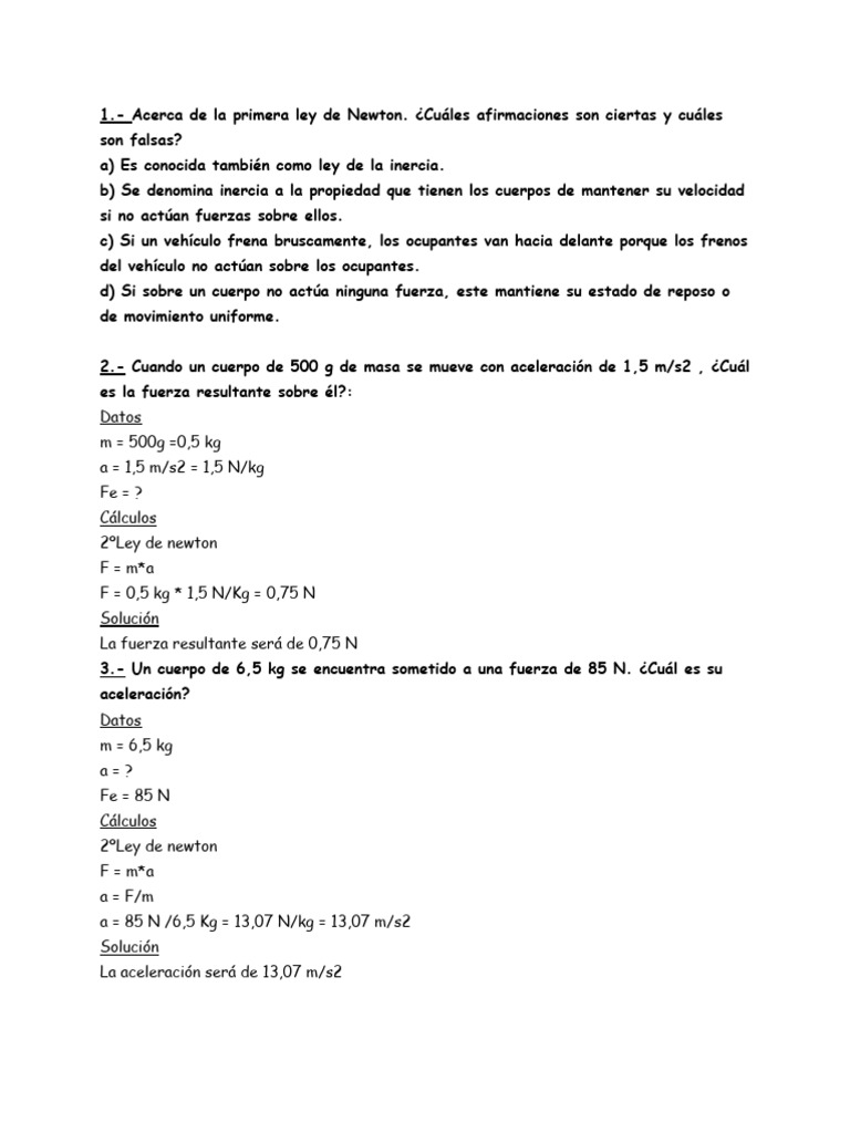 Ficha 5.5 Leyes de Newton | PDF