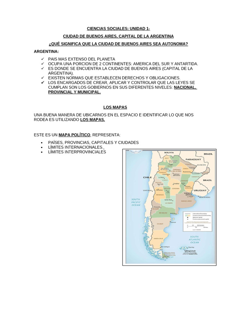 Unidad 1 Ciudad de Bs As Capital de La Argentina | PDF | Buenos Aires ...